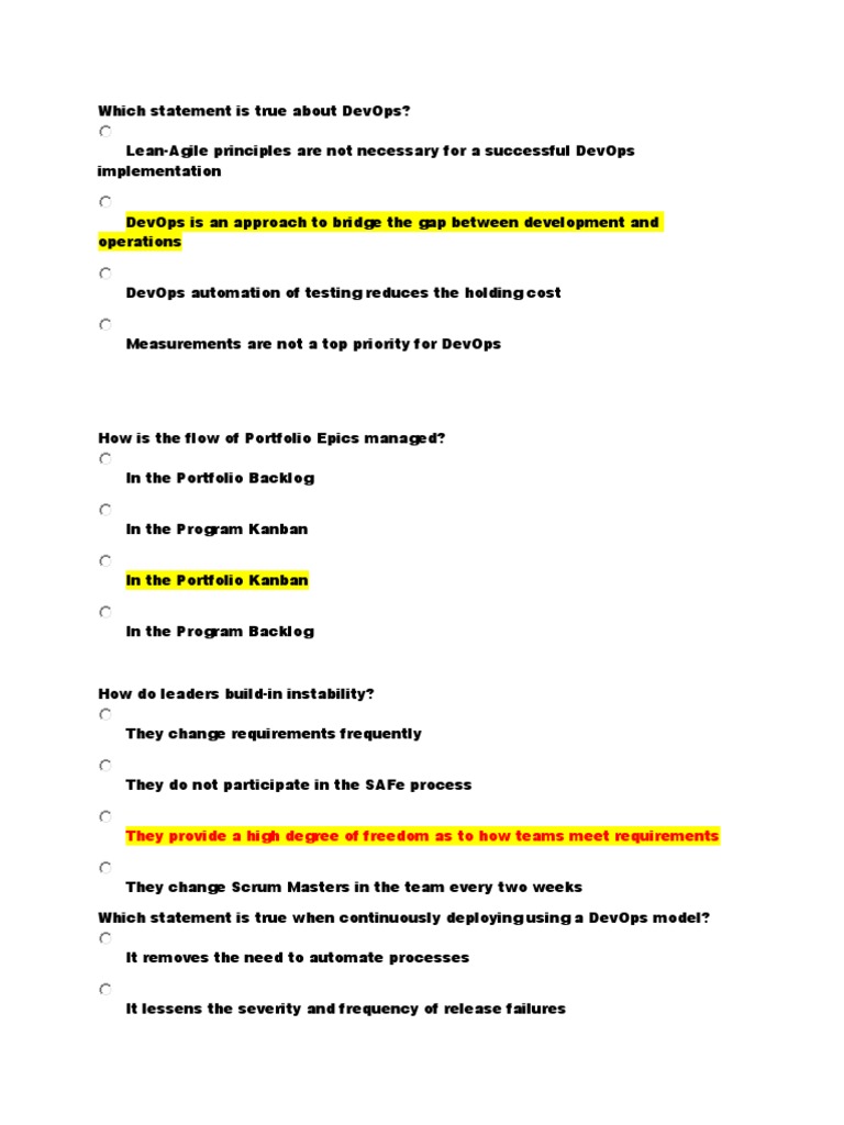 Scaled Agile Draft Exam Mockup | PDF | Scrum (Software Development ...