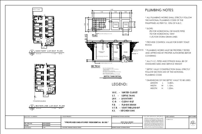 Plumbing Notes:: Legend | PDF | Plumbing | Septic Tank