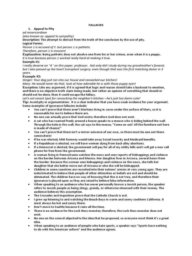 Exploring Common Fallacies: A Breakdown of Logical Flaws and Persuasive Tricks | PDF | Argument ...