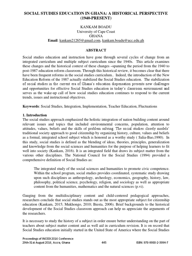 Ghana Social Studies History | PDF | Social Science | Teacher Education