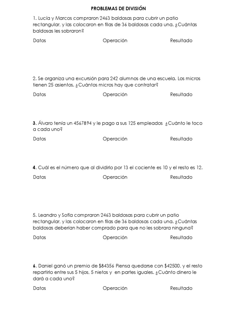 Problemas de División | PDF