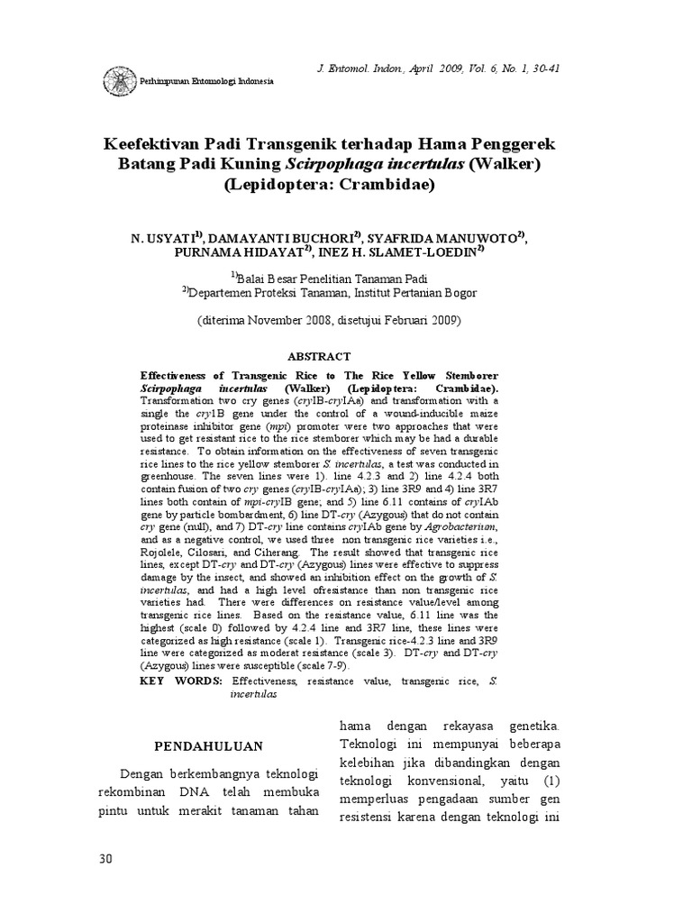 ID Keefektivan Padi Transgenik Terhadap Ham | PDF | Genetically ...