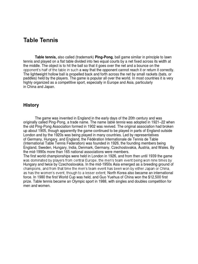 Table Tennis | PDF | Table Tennis | Ball Games
