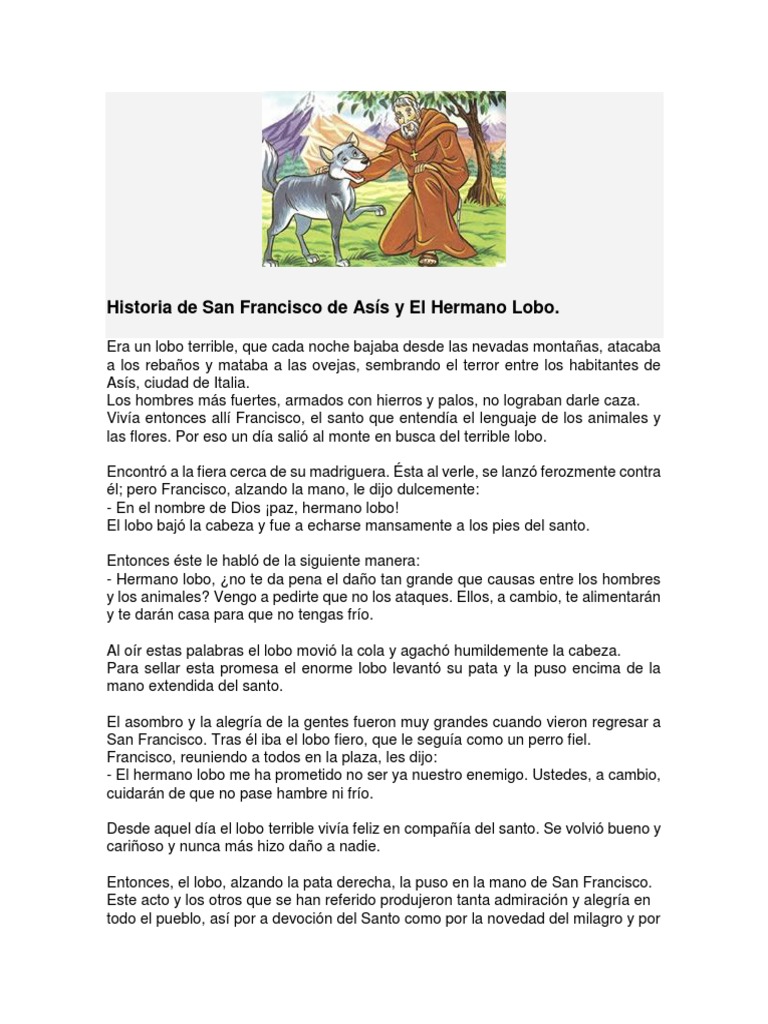 Historia de San Francisco de Asís y El Hermano Lobo | PDF | Francisco ...