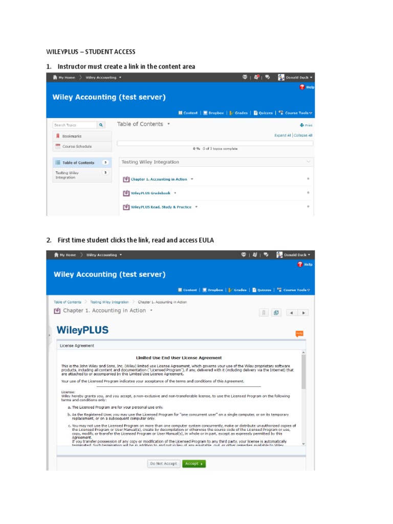 Wileyplus - Student Access 1. Instructor Must Create A Link in The ...
