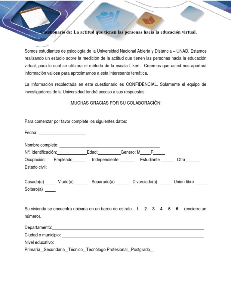 Modelo Encuesta Educacion A Distancia | PDF | Cuestionario | Educación ...