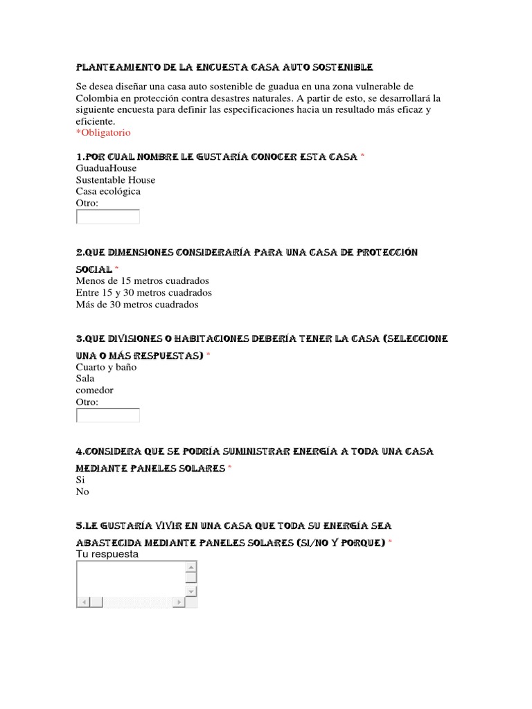 Encuesta Casa Sostenible | PDF | Derecho | Hogar y jardín