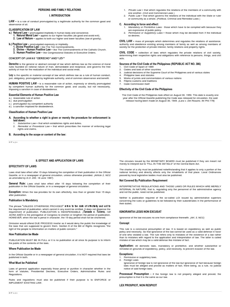 PERSONS AND FAMILY RELATIONS Reviewer SLU | PDF | Ex Post Facto Law ...