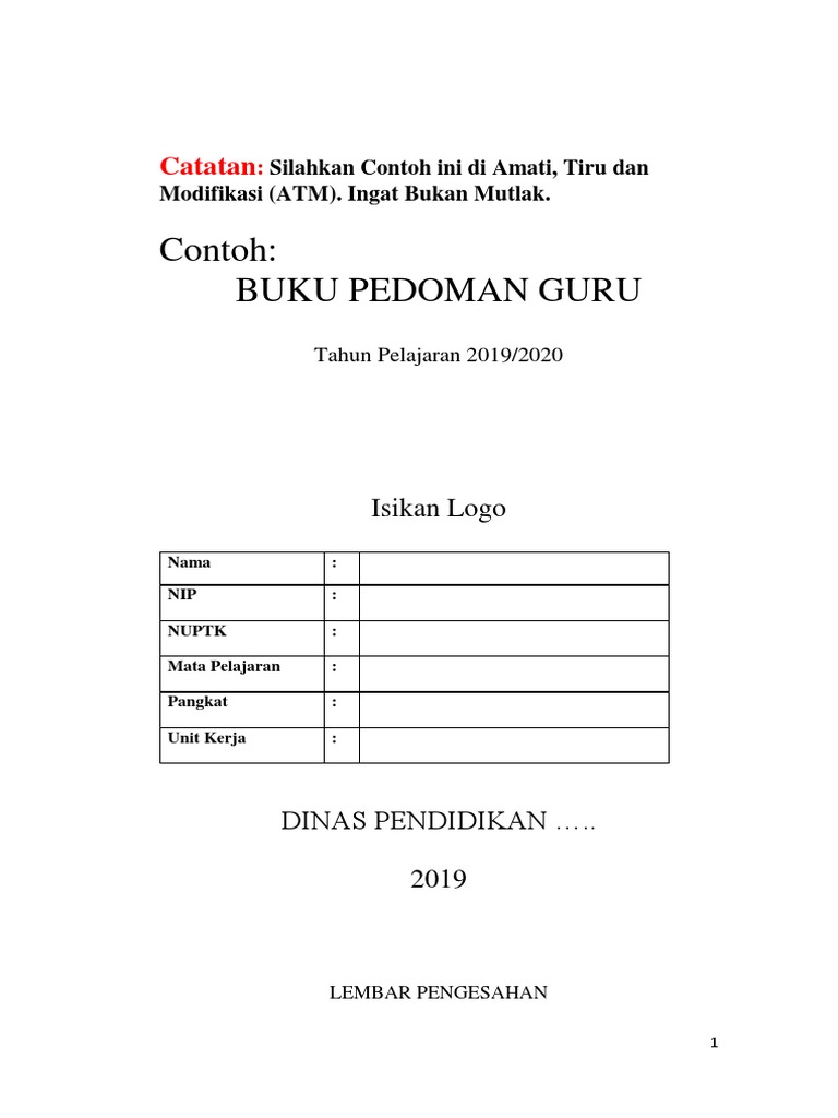 Contoh Buku Pedoman Guru | PDF