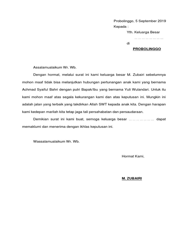 Surat Putus Tunangan | PDF