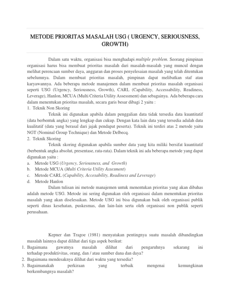 Metode Prioritas Masalah Usg | PDF