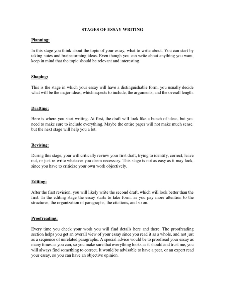 Stages of Essay | PDF | Proofreading | Essays