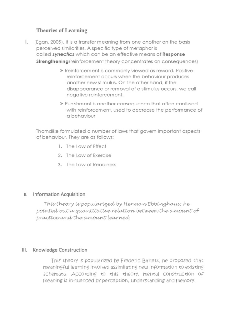 Theories of Learning-Facilitating Learning | PDF | Behaviorism ...