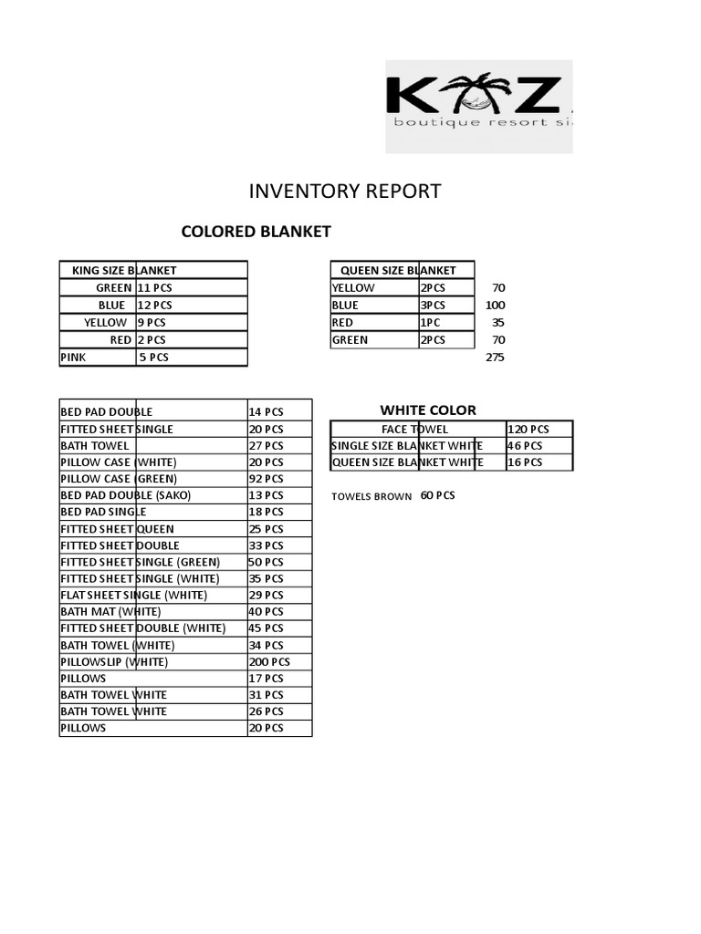 Inventory For Linen | PDF | White | Bed