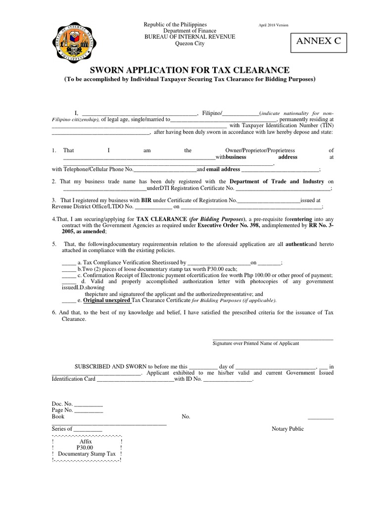Annex C | PDF | Identity Document | Taxes