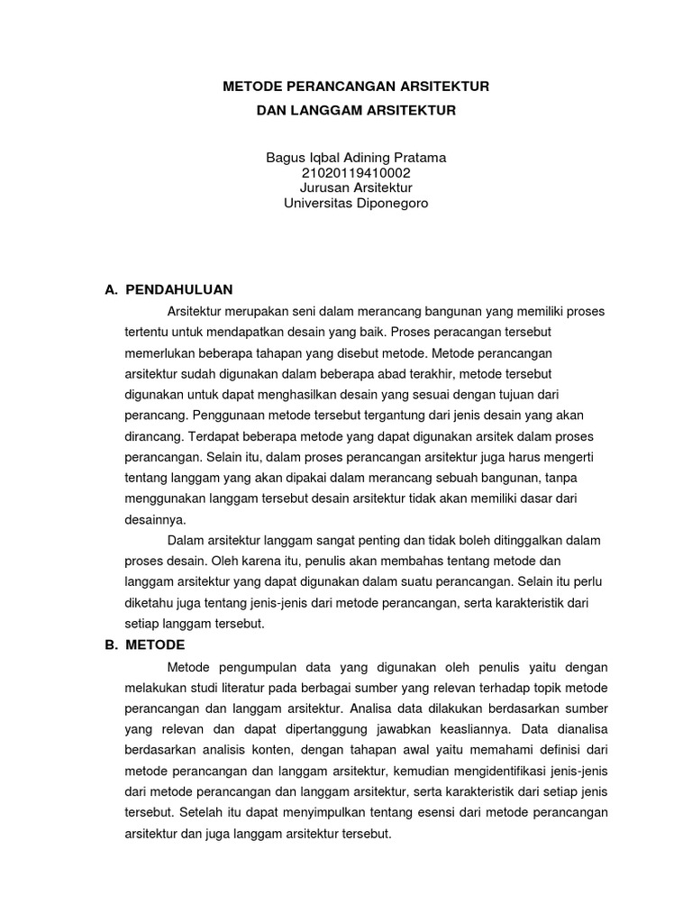Metode Perancangan Arsitektur | PDF