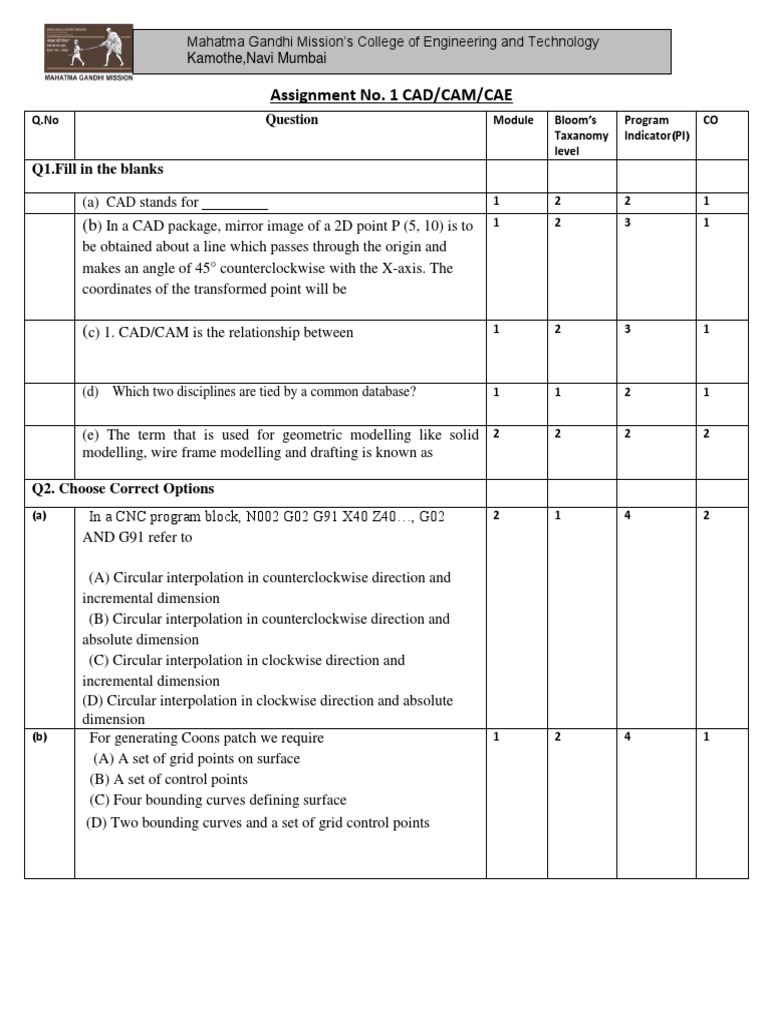 CCC Assignment 1 | PDF | Numerical Control | Computer Aided Design