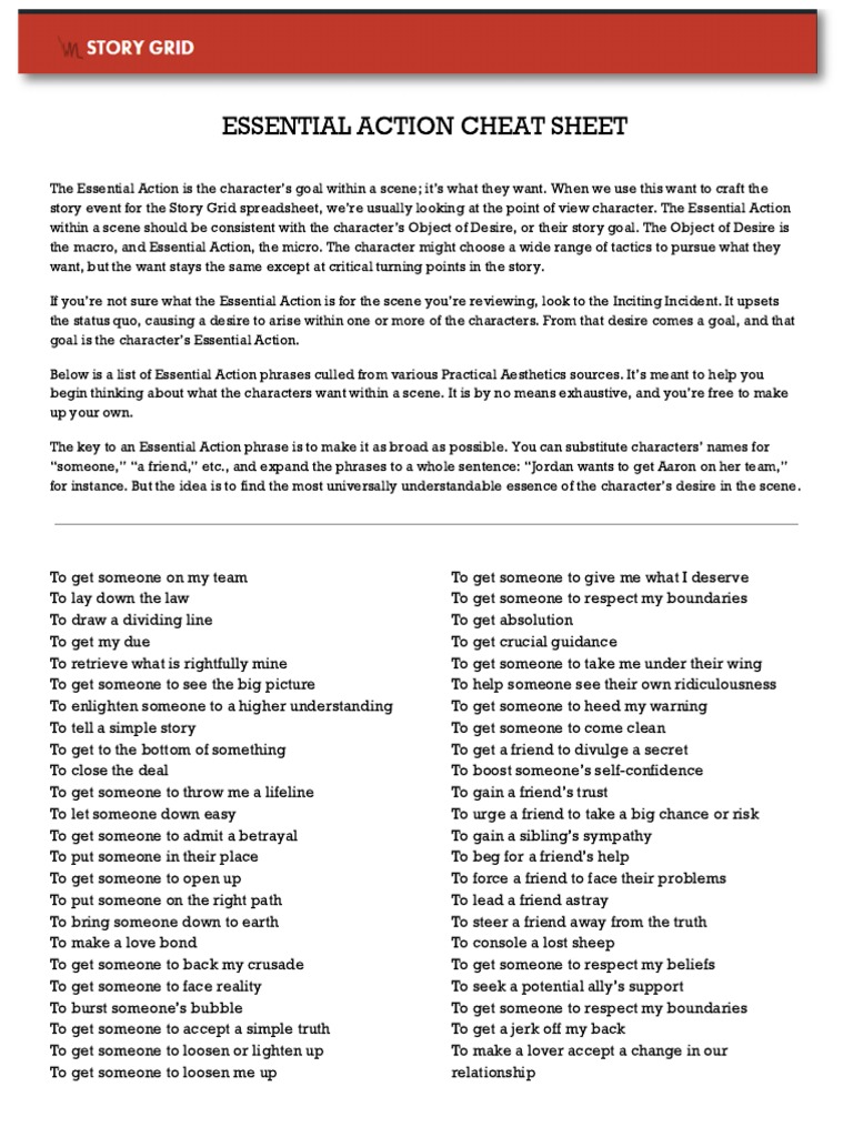 Essential Action Cheat Sheet | PDF | Goal