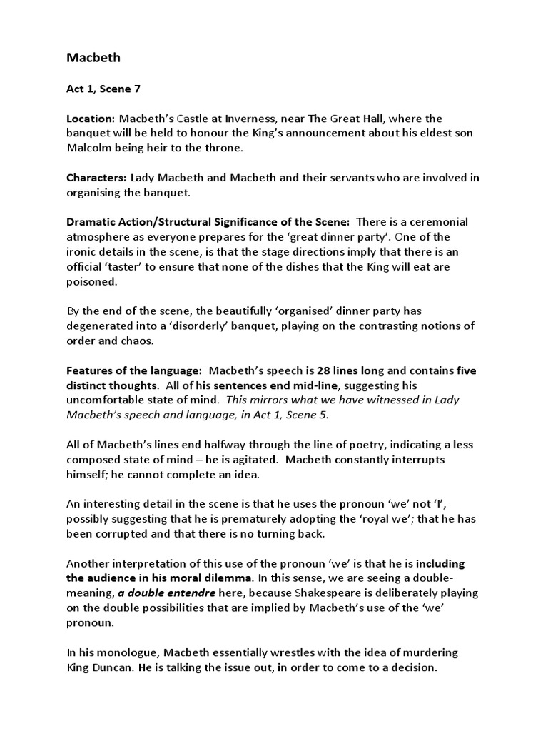 ACT1 Scene 7 Notes | PDF | Macbeth