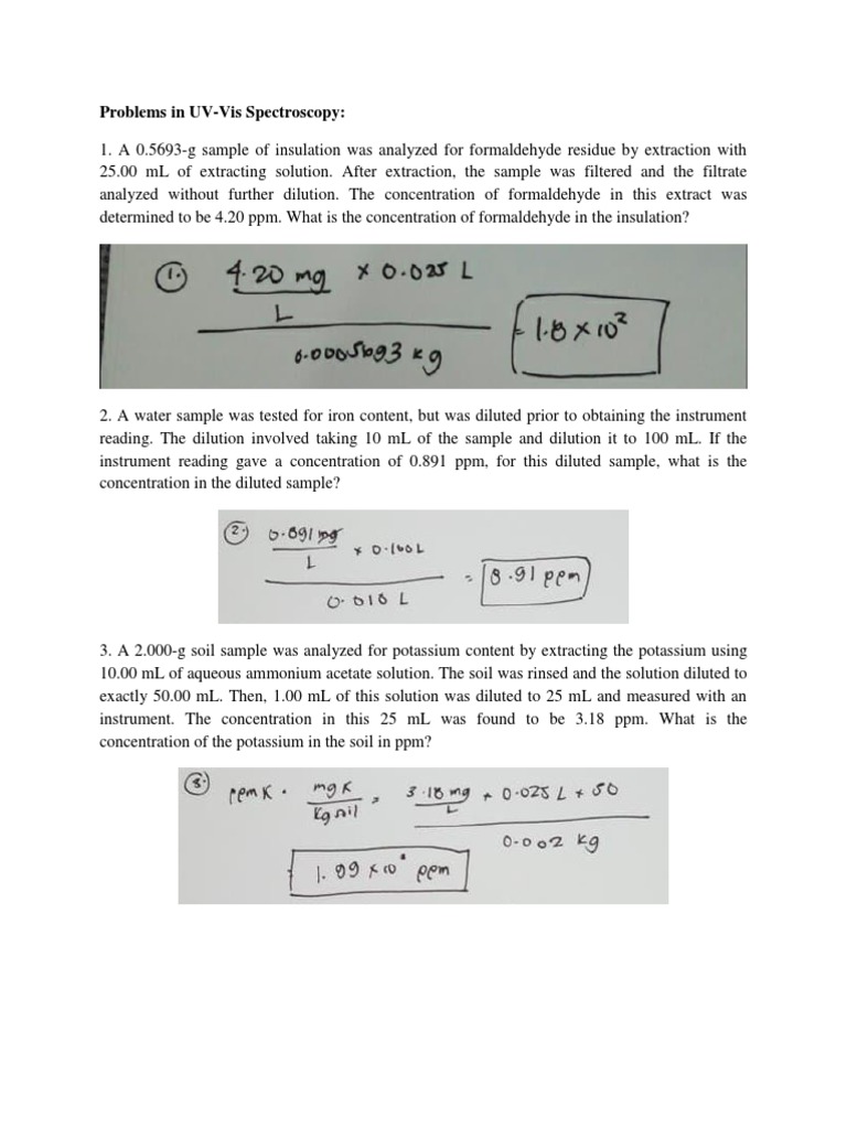 Problems in UV | PDF | Ultraviolet–Visible Spectroscopy | Chemistry