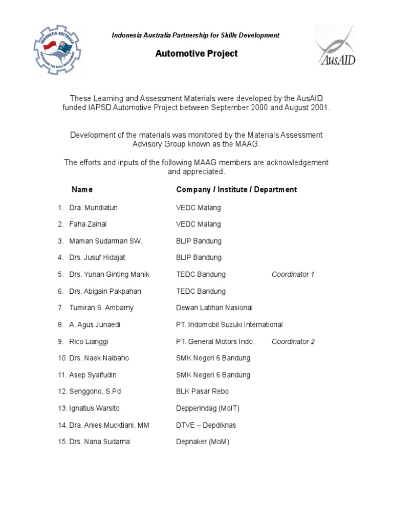 Automotive Project: Name Company / Institute / Department | PDF ...