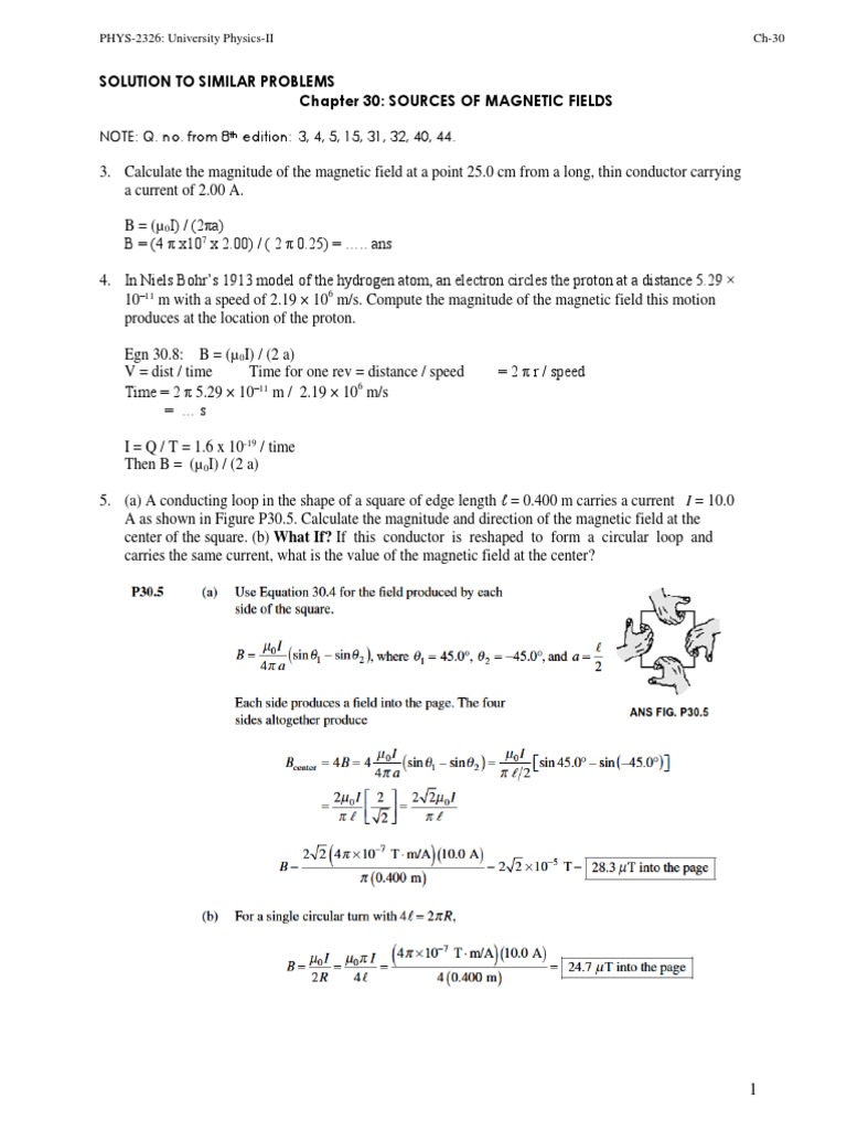 UP2-HW-ch-30-S-Sources of Magnetic Field | PDF | Magnetic Field | Proton