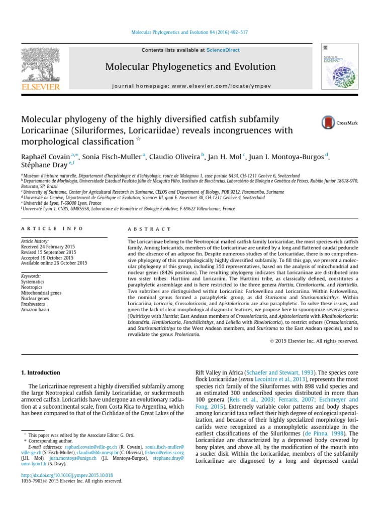 Molecular Phylogenetics and Evolution | PDF | Polymerase Chain Reaction | Molecular Biology
