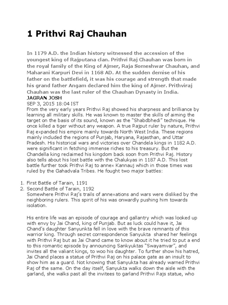 1 Prithvi Raj Chauhan | PDF