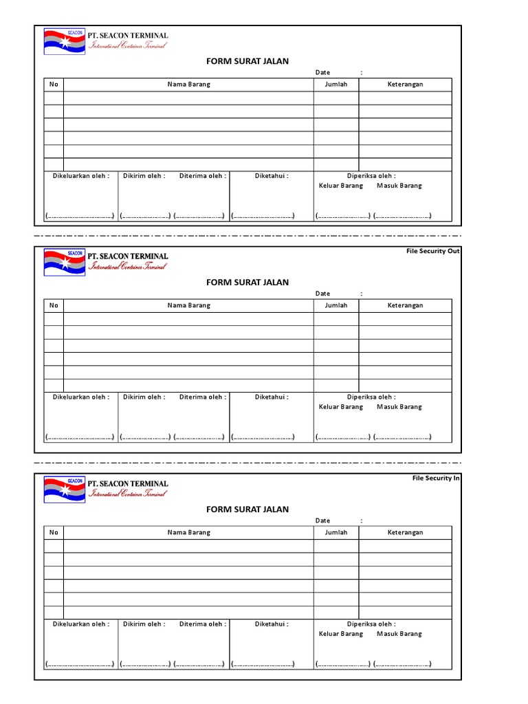 Form Surat Jalan A4 | PDF