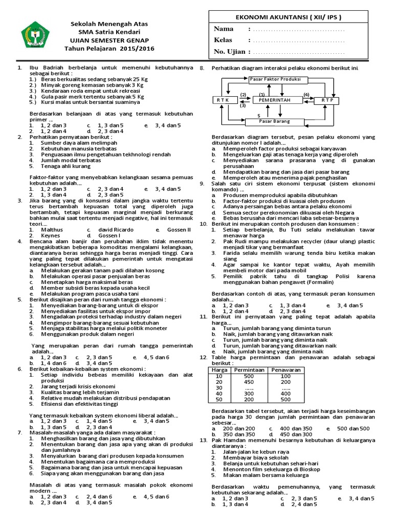 Format Penulisan Soal Ulangan Satria | PDF
