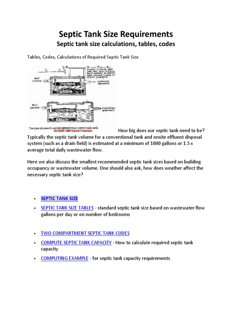 Septic Tank Size Calculations, Tables, Codes | PDF | Septic Tank ...