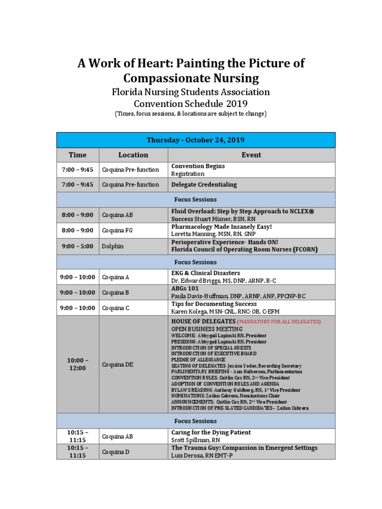Fnsa Draft Convention Schedule | PDF | Nurse Practitioner | Nursing