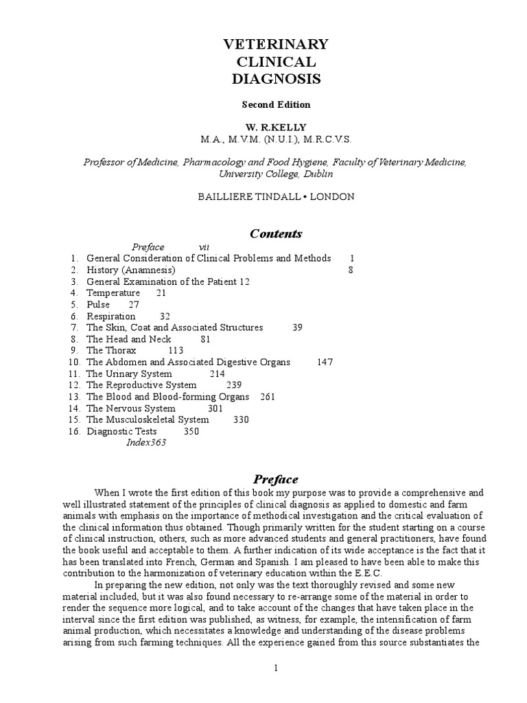 Veterinary Clinical Diagnosis Guide | PDF | Medical Diagnosis ...