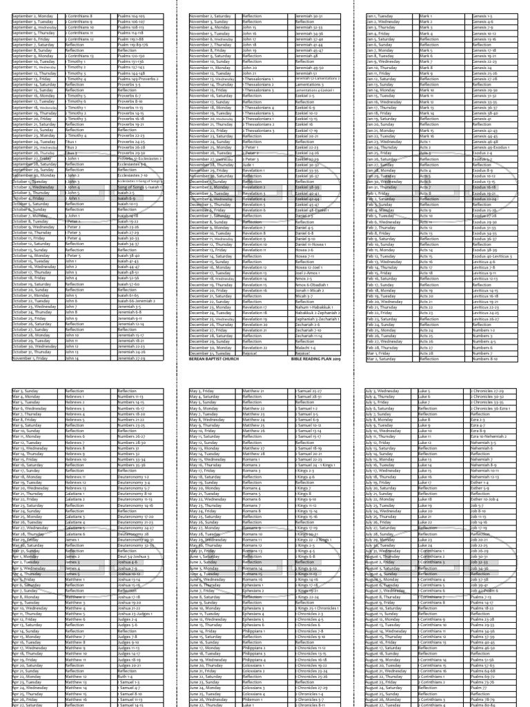 2019 Bible Reading Plan Overview | PDF | Ezra | Hebrew Bible