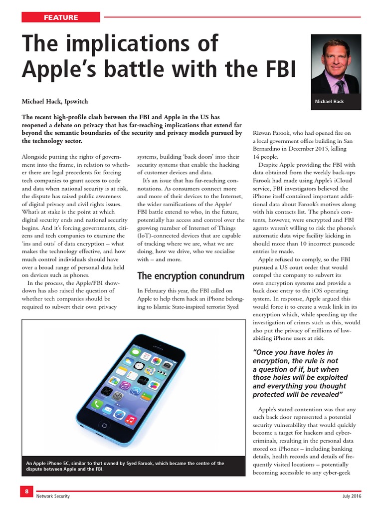 Apple-FBI Encryption Dispute Overview | PDF | Apple Inc. | Ios