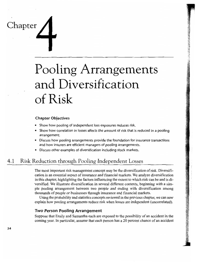 Ch4 Pooling Arrangements and Diversification of Risk | PDF