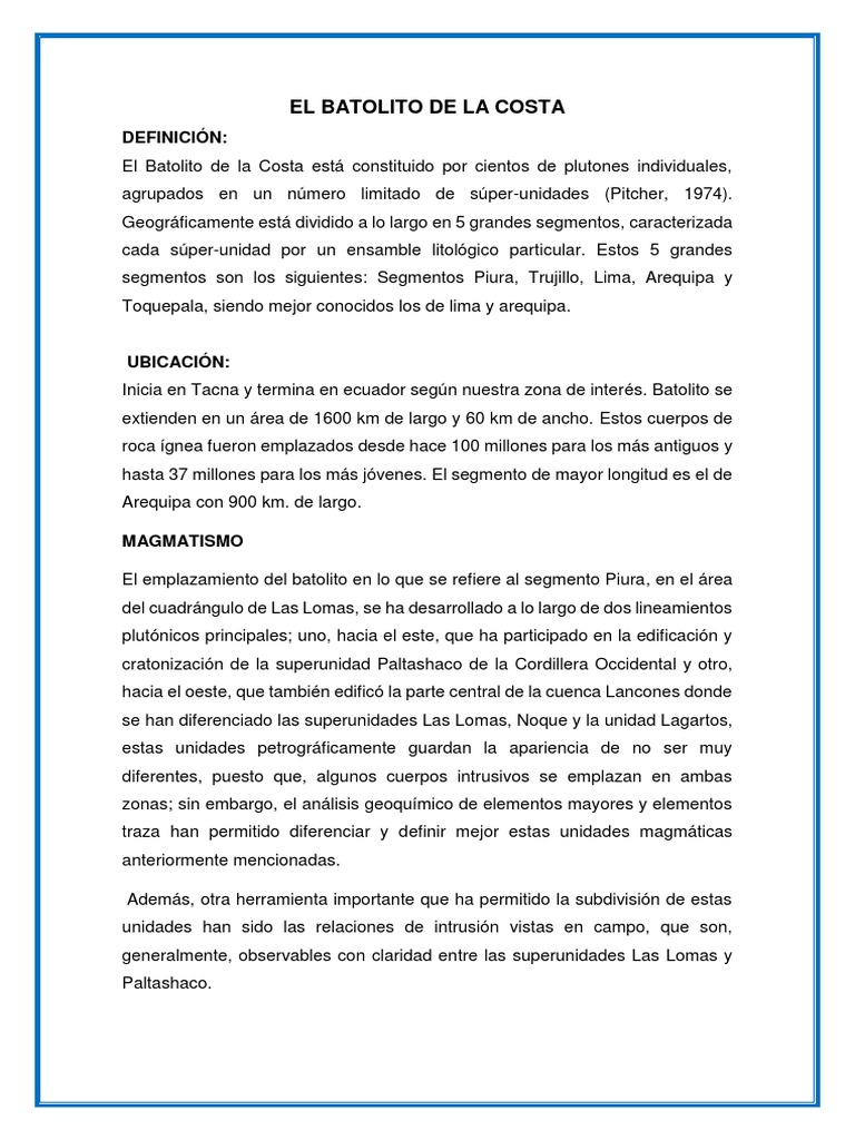 El Batolito de La Costa | PDF | Minerales | Granito