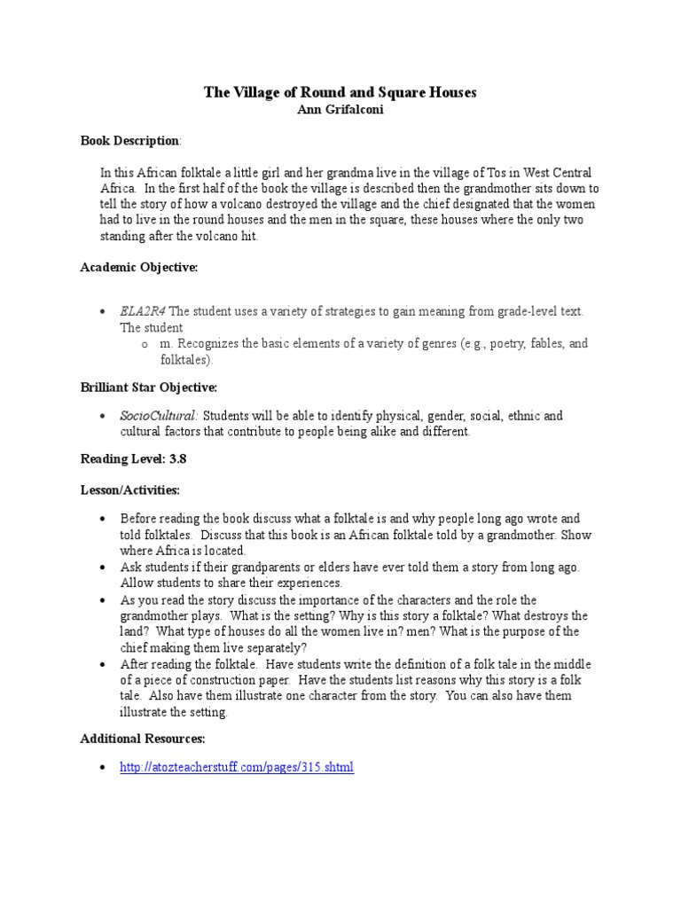 The Village of Round and Square Houses: Ann Grifalconi Book Description ...