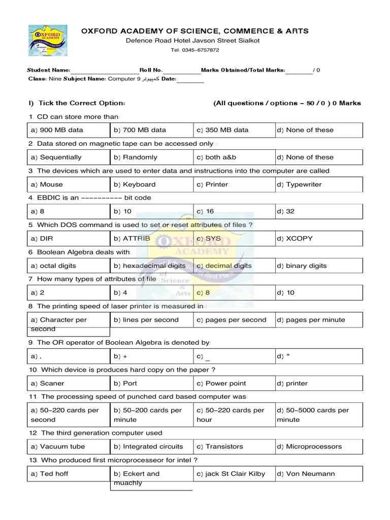 Computer 9th MCQS) PDF | PDF | Floppy Disk | Computer Data Storage Computer 9th MCQS) PDF | PDF | Floppy Disk | Computer Data Storage