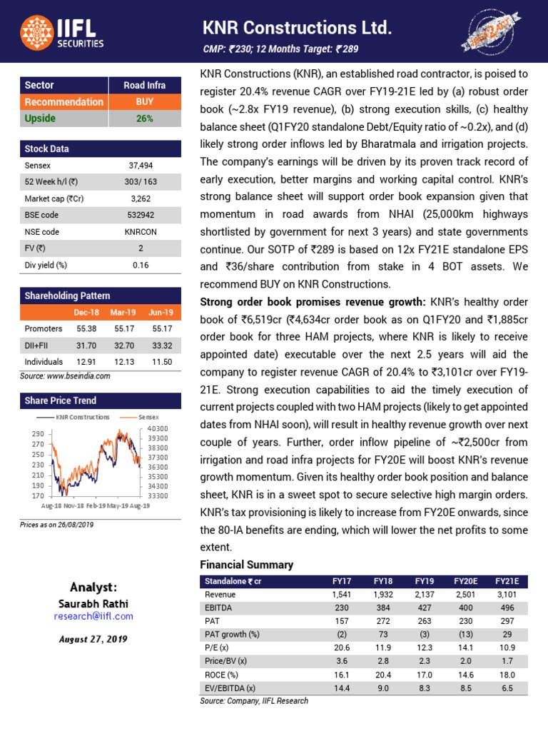 Strong Order Book Promises Revenue Growth: KNR's Healthy Order | PDF | Earnings Before Interest ...