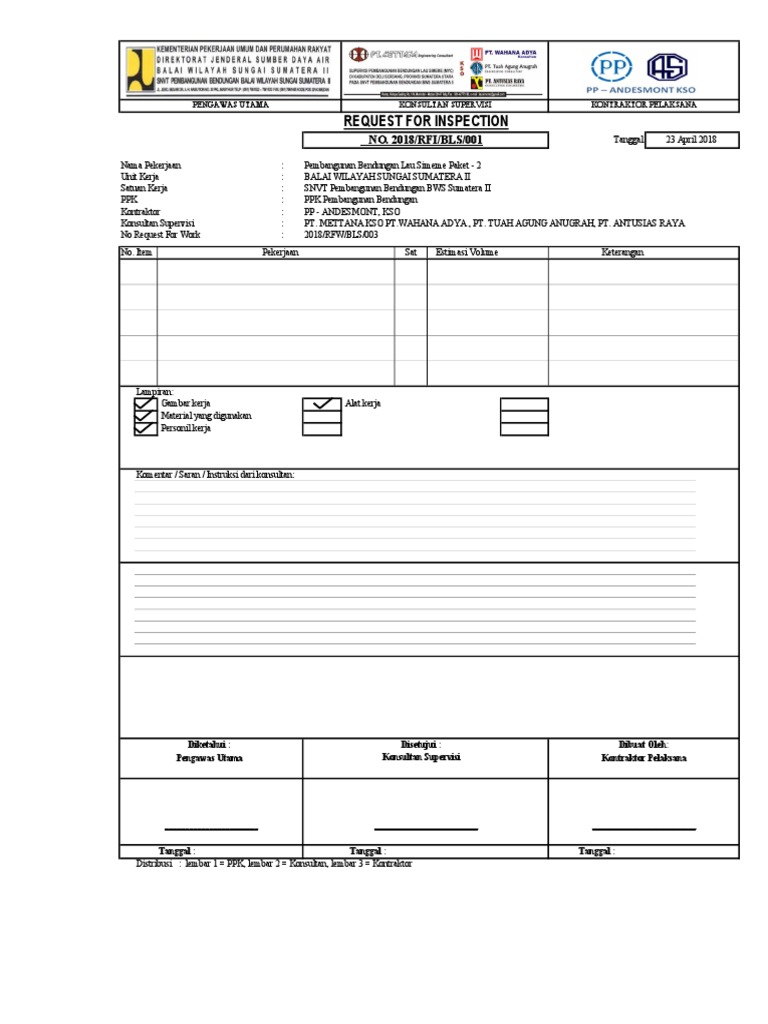 Request For Inspection: NO. 2018/RFI/BLS/001 | PDF
