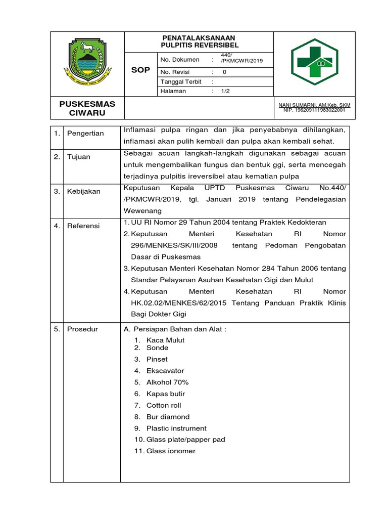 Penatalaksanaan Pulpitis Reversibel | PDF | Kesehatan Holistik