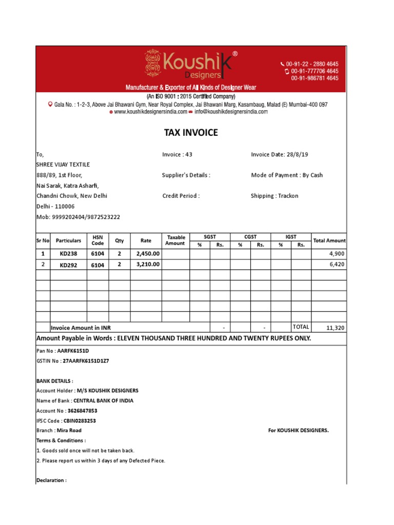 Format | PDF | Invoice | Rupee