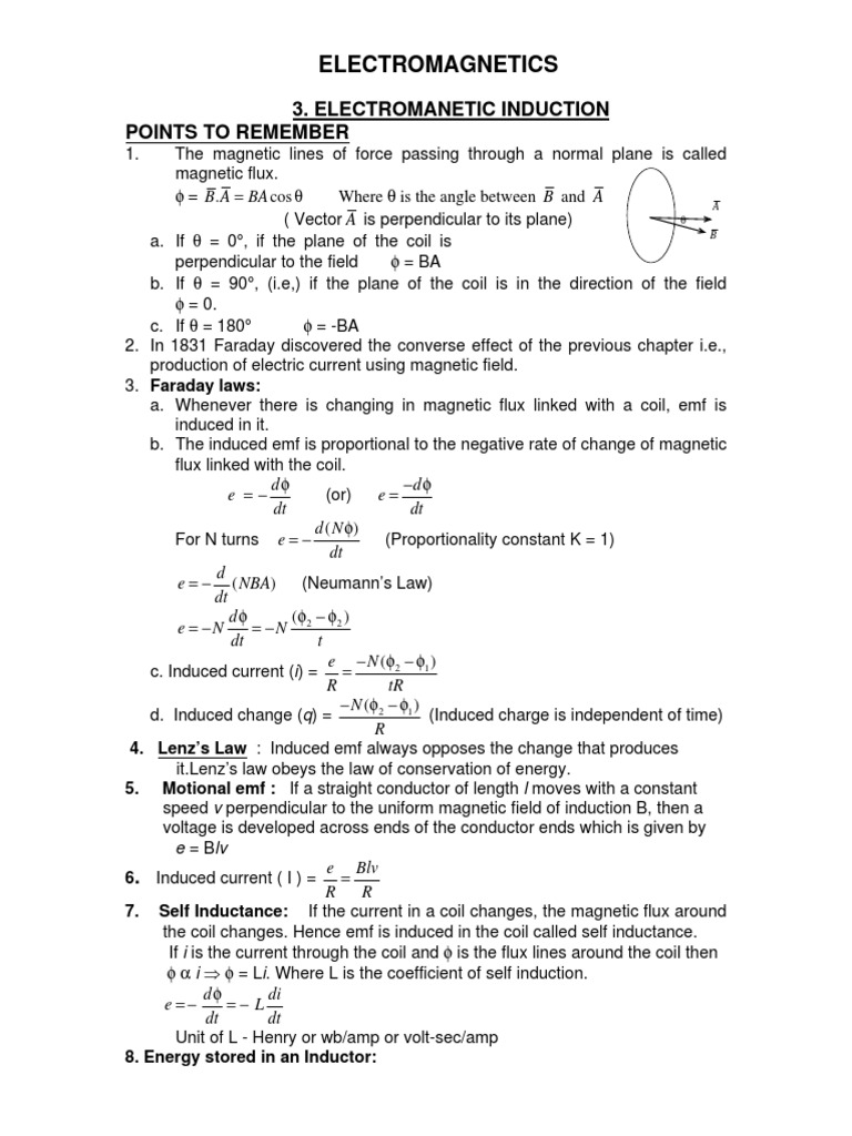 Electromagnetic Induction Explained | PDF | Electromagnetic Induction | Inductance