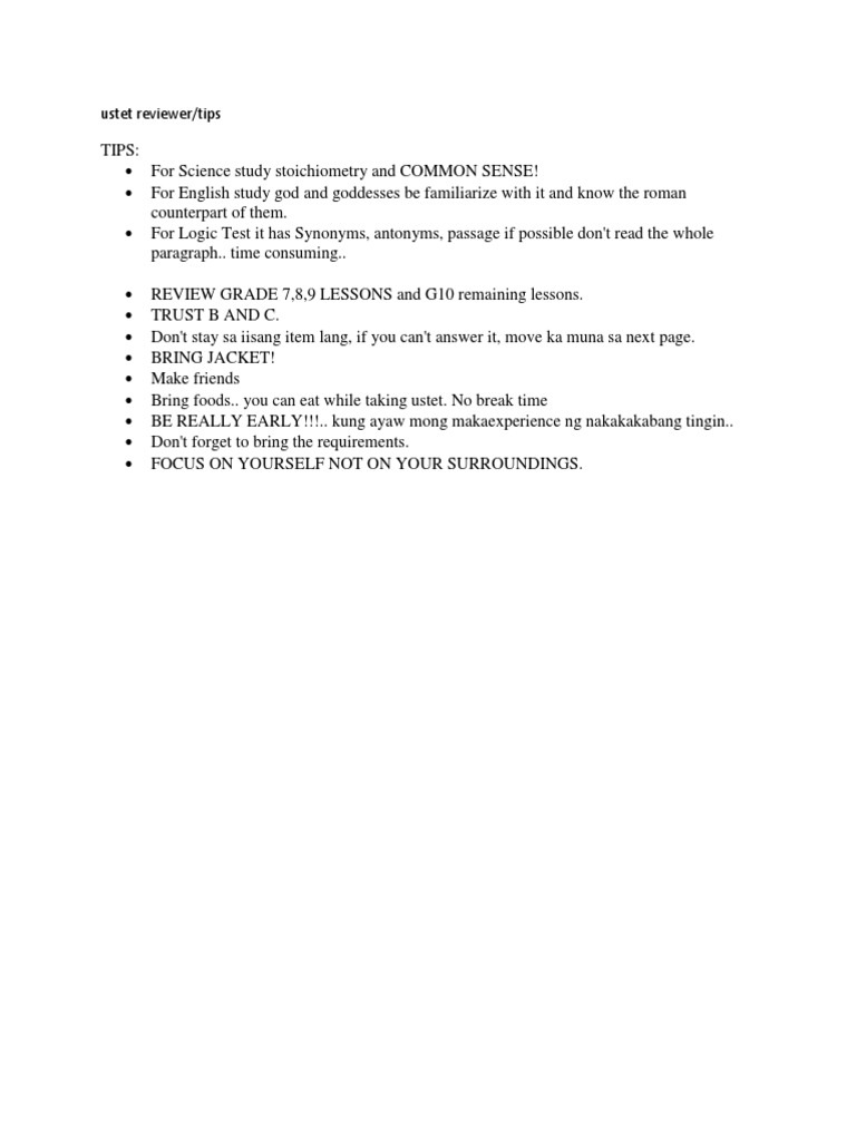 Ustet Reviewer | PDF