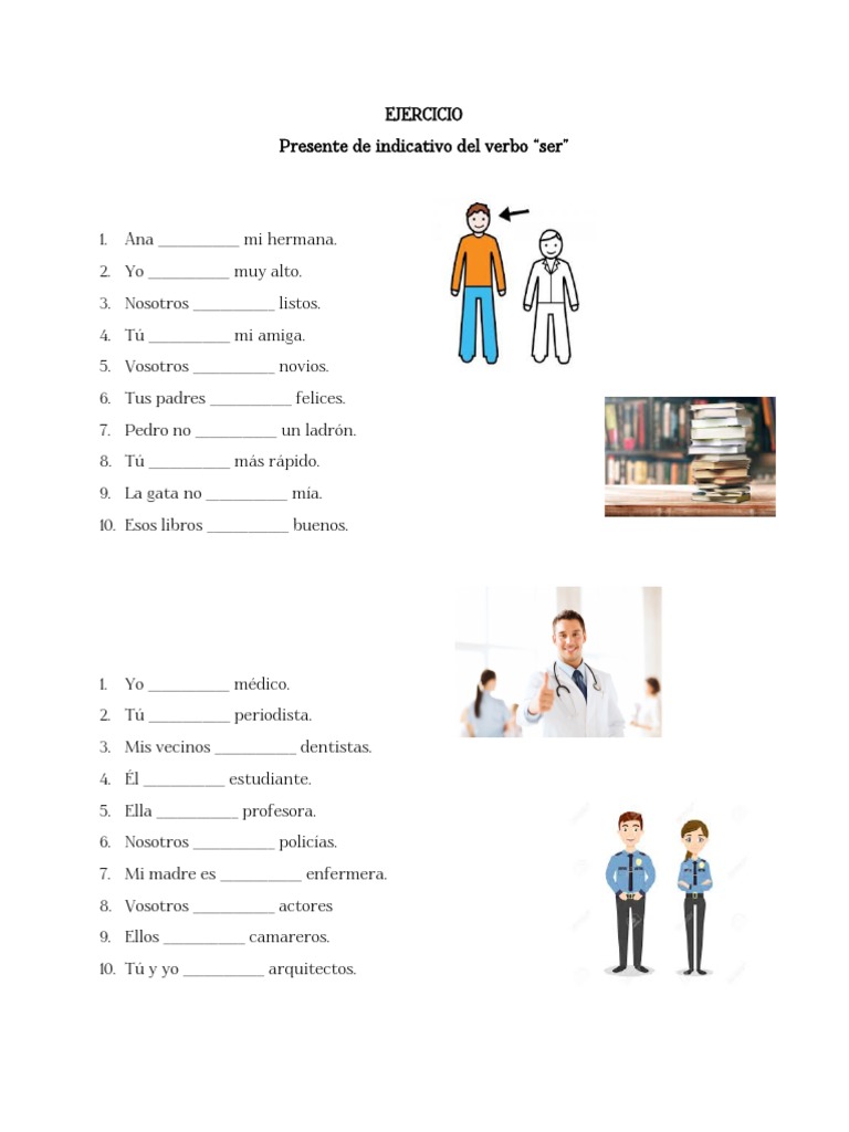 Verbo Ser Ejercicio | PDF