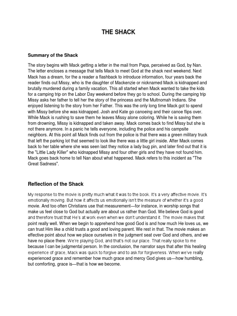 Summary of The Shack | PDF