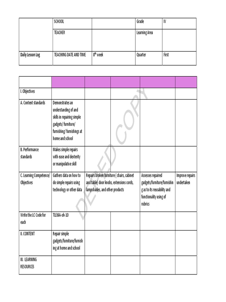 DLP TLE IA Wk8 | PDF | Rubric (Academic) | Teachers