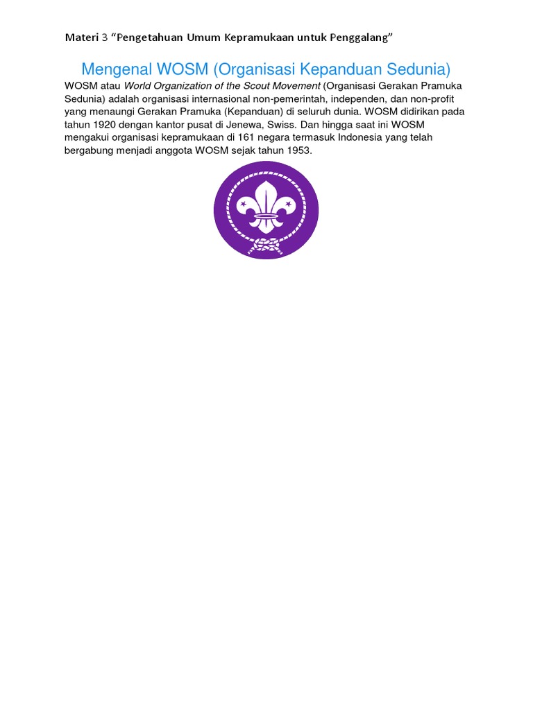 Mengenal WOSM: Organisasi Pramuka Dunia | PDF