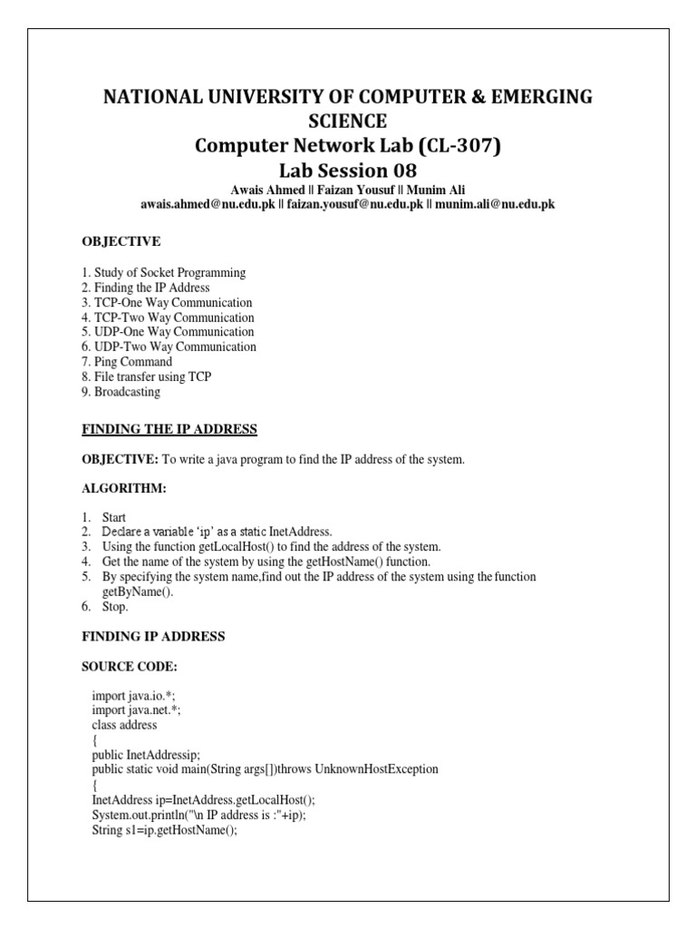 National University of Computer & Emerging Science Computer Network Lab ...